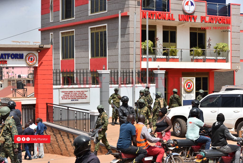 NUP protests police, military raid on party offices | Monitor